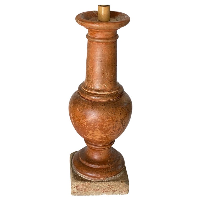 Tall French Neoclassical Terracotta Baluster Lamp, Brown Colour 19th ...