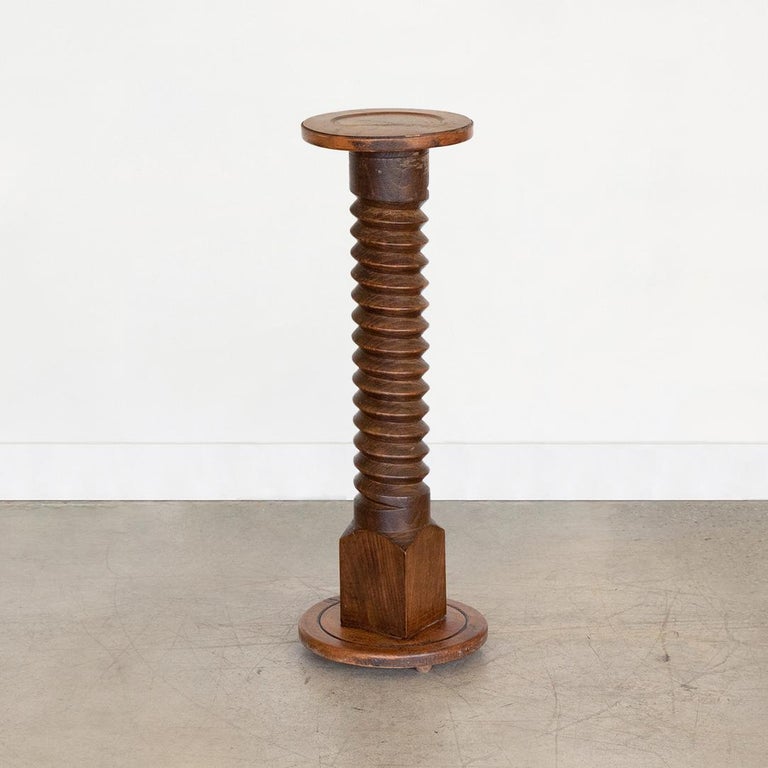 Tall French Twisted Wood Pedestal Table at 1stDibs