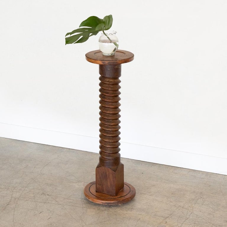 Tall French Twisted Wood Pedestal Table at 1stDibs