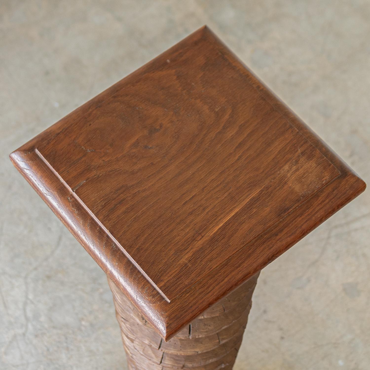 Tall French Twisted Wood Pedestal Table For Sale at 1stDibs