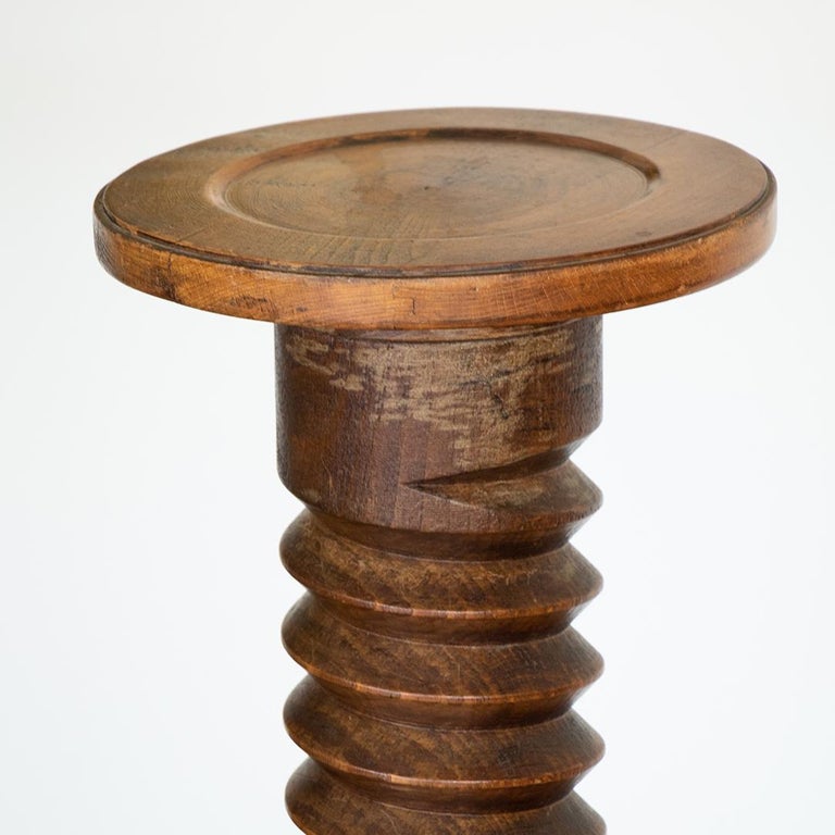Tall French Twisted Wood Pedestal Table at 1stDibs