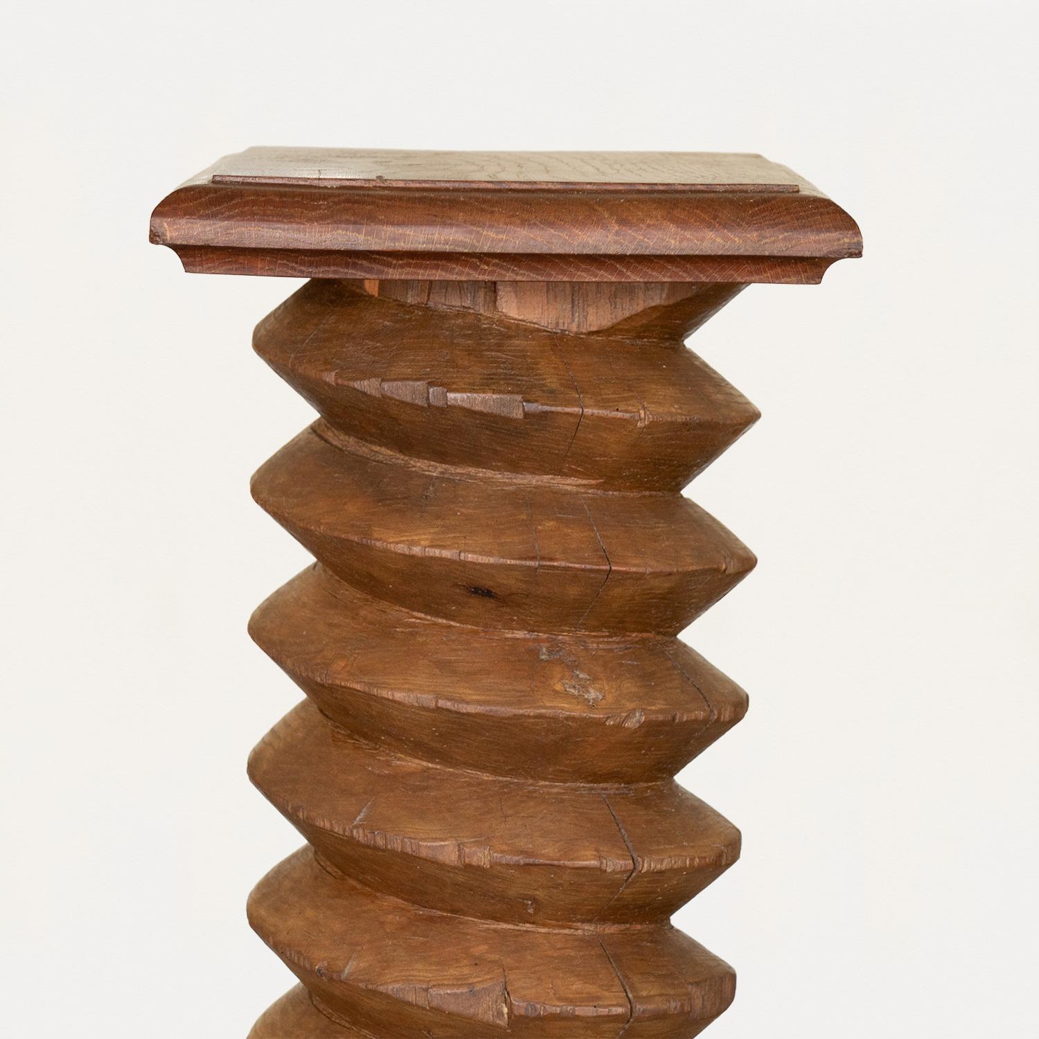 Tall French Twisted Wood Pedestal Table For Sale at 1stDibs