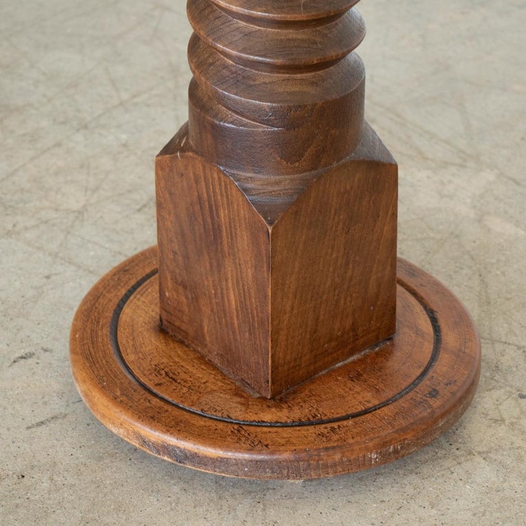 Tall French Twisted Wood Pedestal Table at 1stDibs