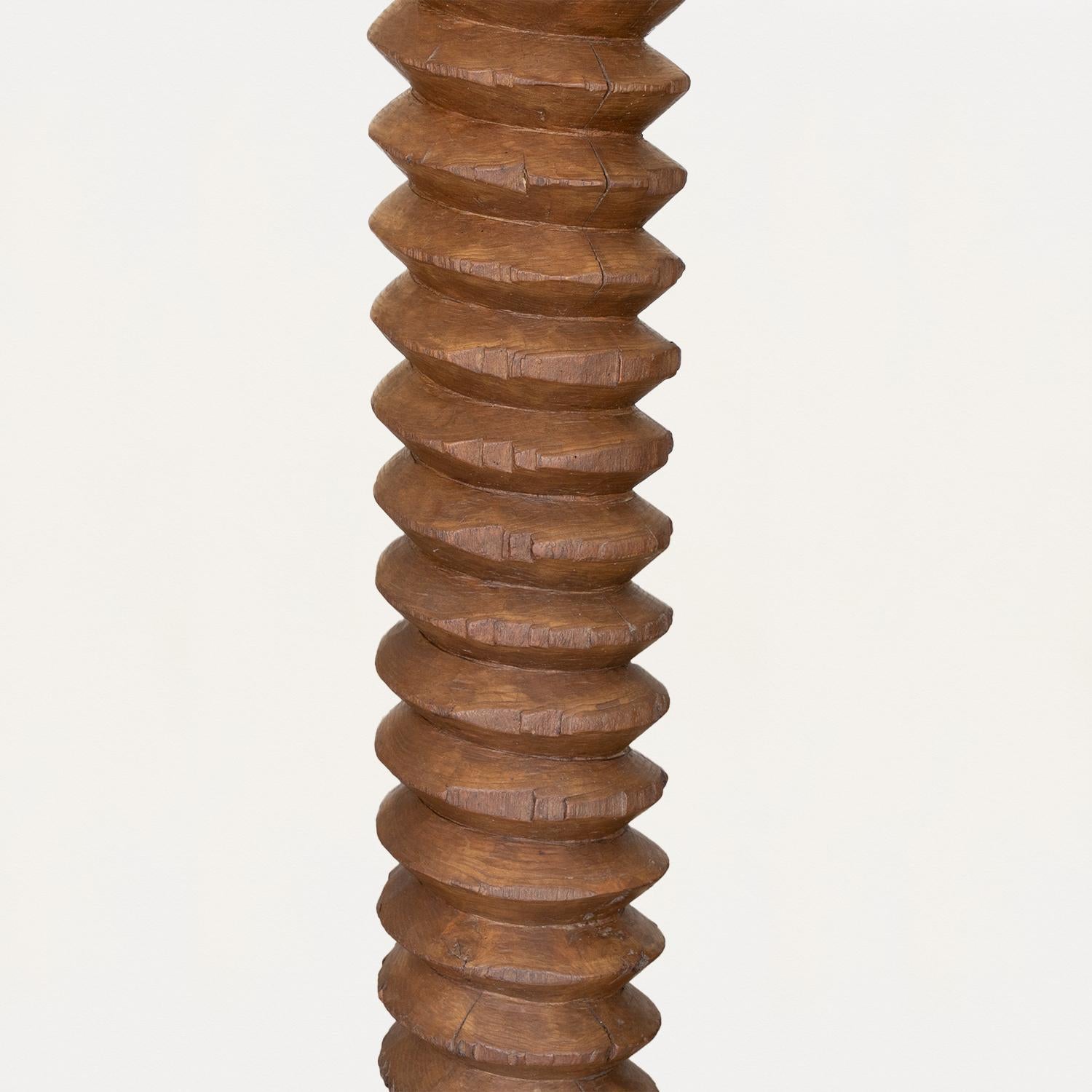 Tall French Twisted Wood Pedestal Table For Sale at 1stDibs