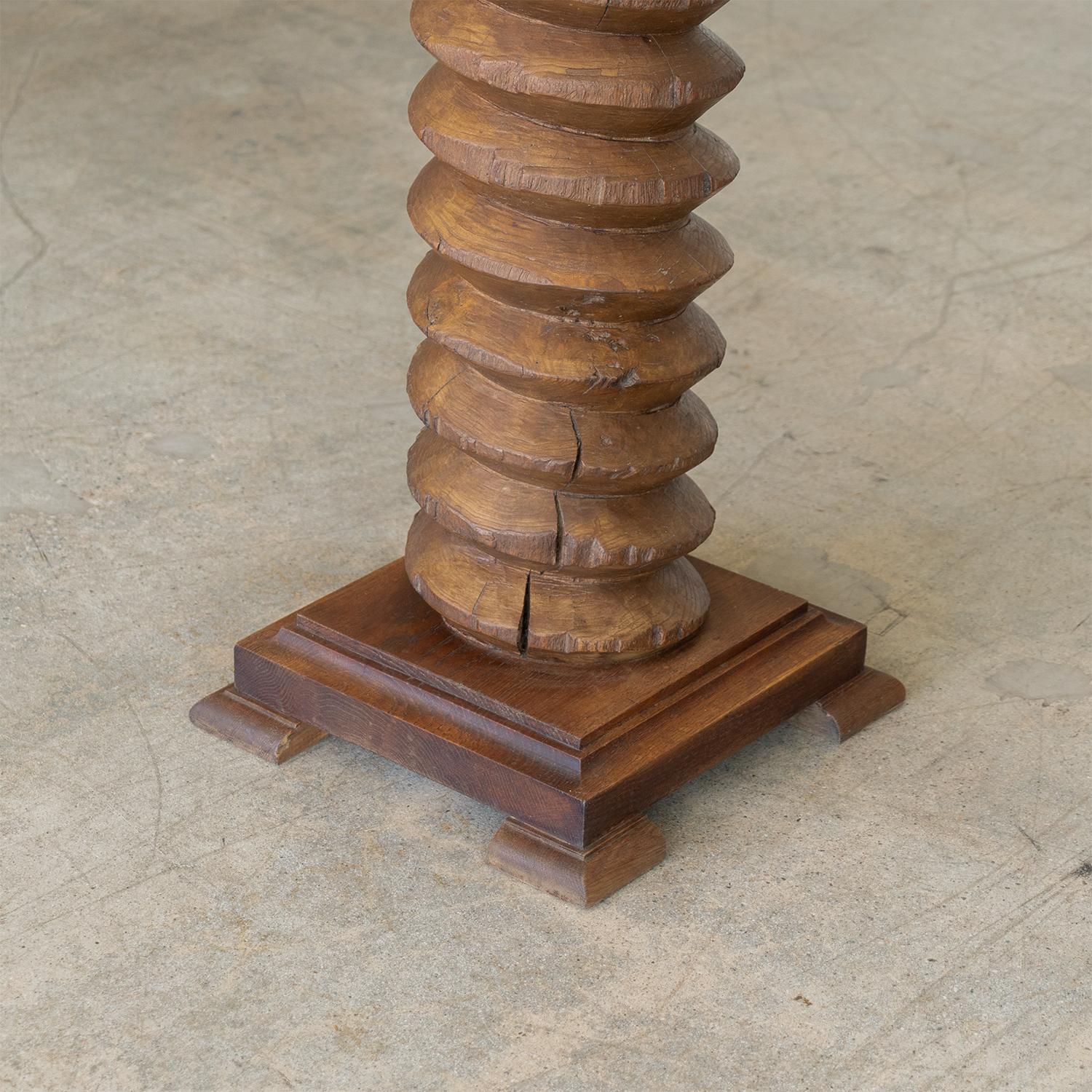 Tall French Twisted Wood Pedestal Table For Sale at 1stDibs