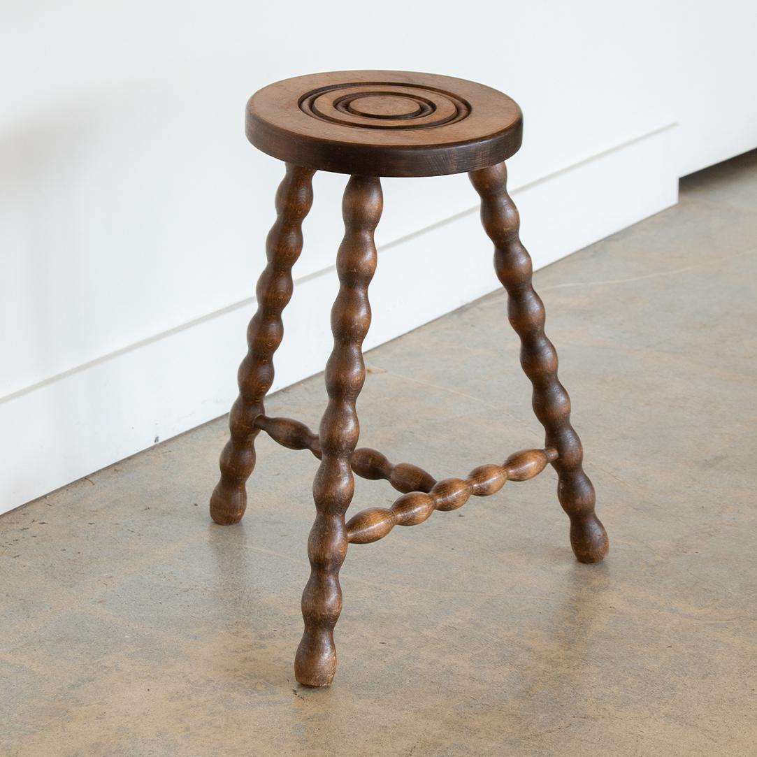 Tall French Wood Tripod Stool at 1stDibs