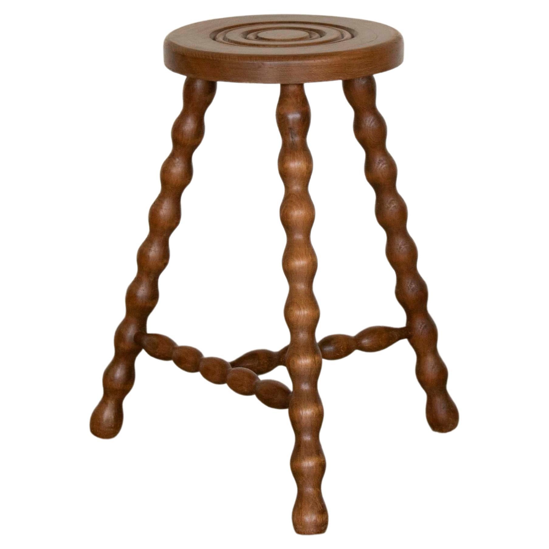 Short French Wood Tripod Stool at 1stDibs
