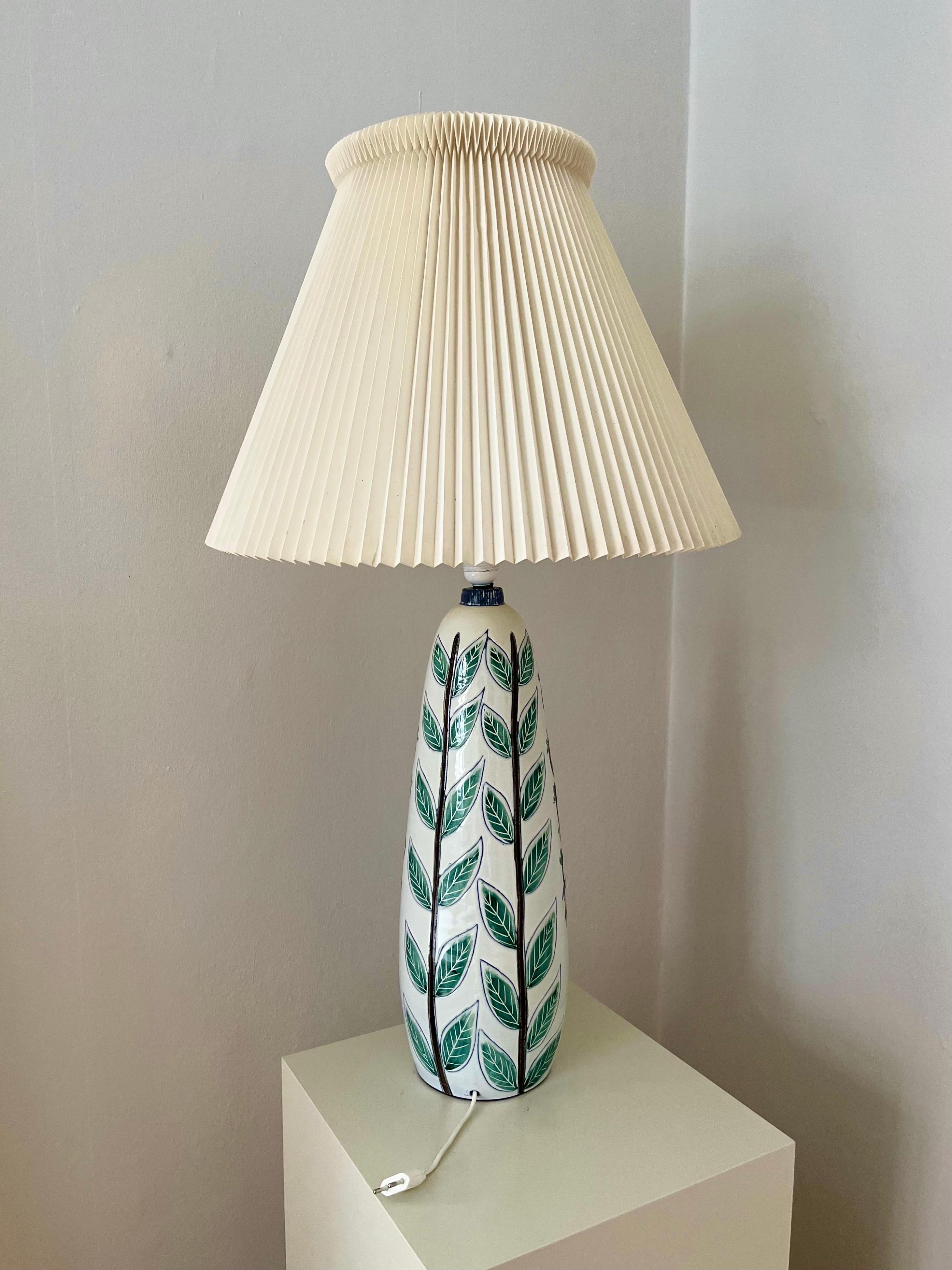Tall Hand-Painted Swedish Modern Ceramic Alingsås Table Lamp Ulla ...