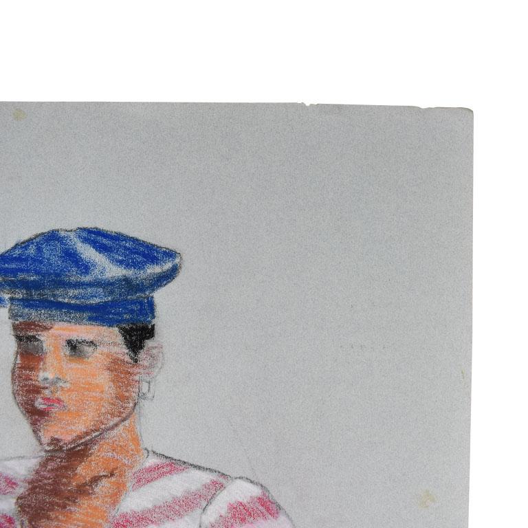Tall Impressionist Portrait Drawing of a Frenchman, Signed For Sale at ...