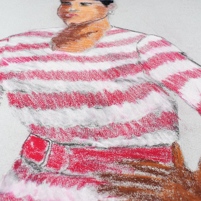 Tall Impressionist Portrait Drawing of a Frenchman, Signed For Sale at ...