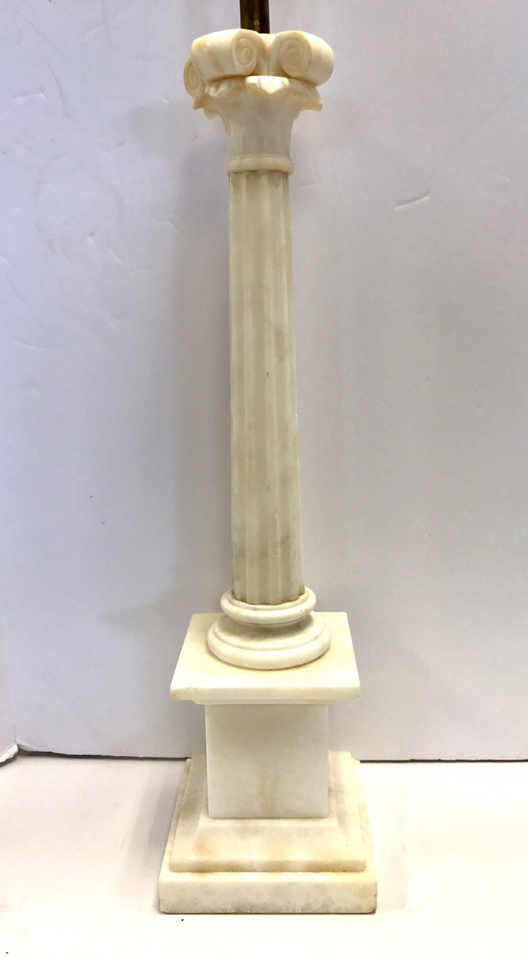 Tall Italian Alabaster Column Lamp at 1stDibs