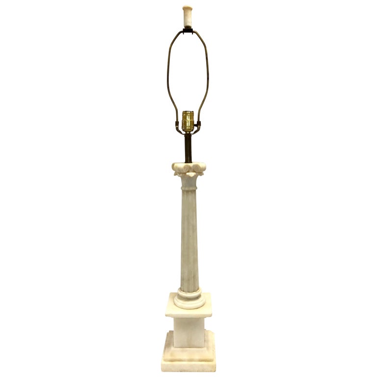 Tall Italian Alabaster Column Lamp at 1stDibs