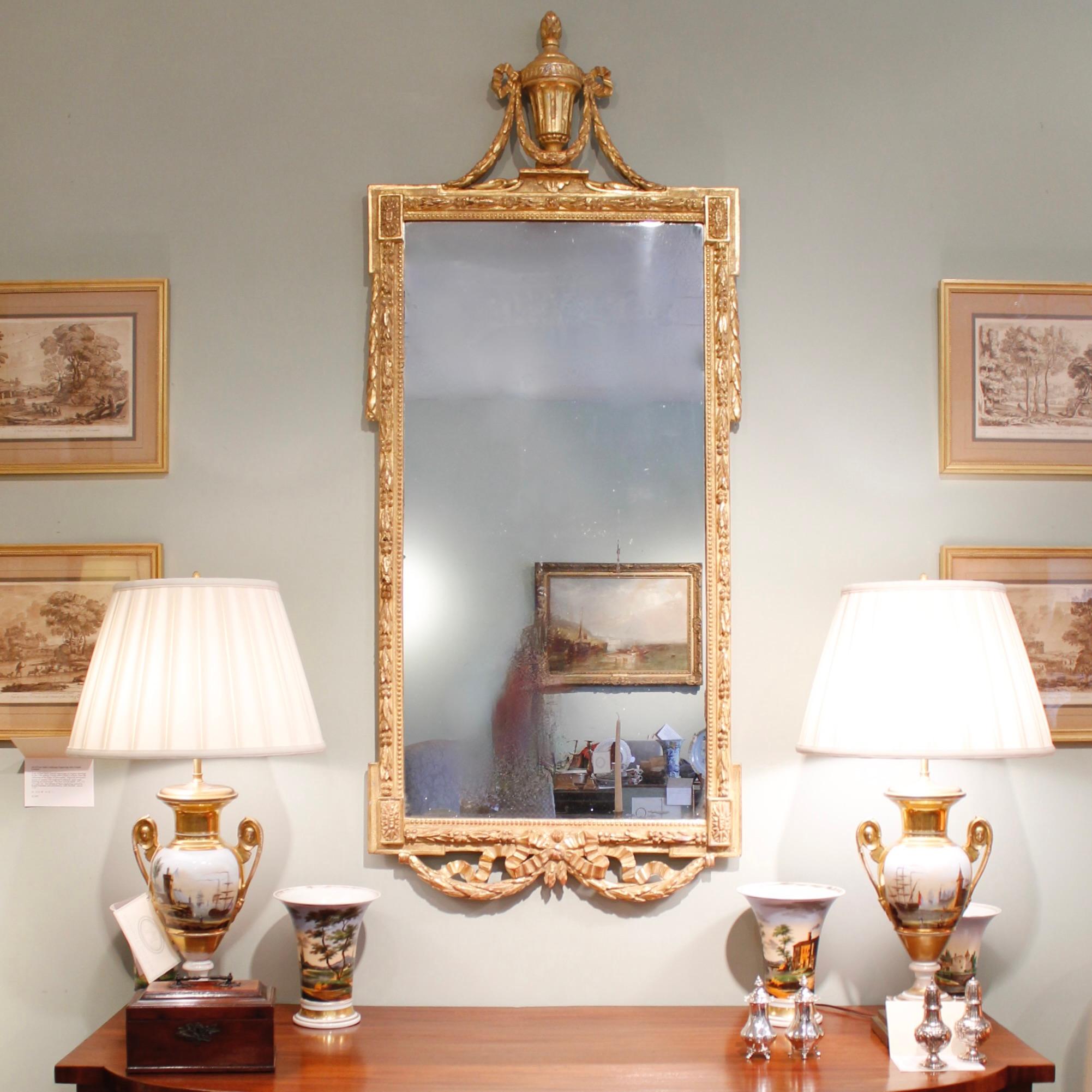 Tall Italian Neoclassical Period Gilt Wood Mirror with Urn Crest For ...