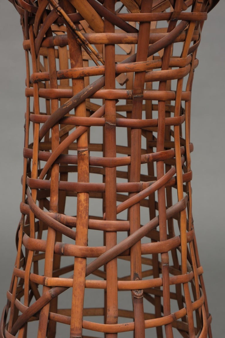 Tall Japanese Wickerwork Bamboo Baluster Ikebana Basket, by ‘Hôunsai’ 鳳 ...