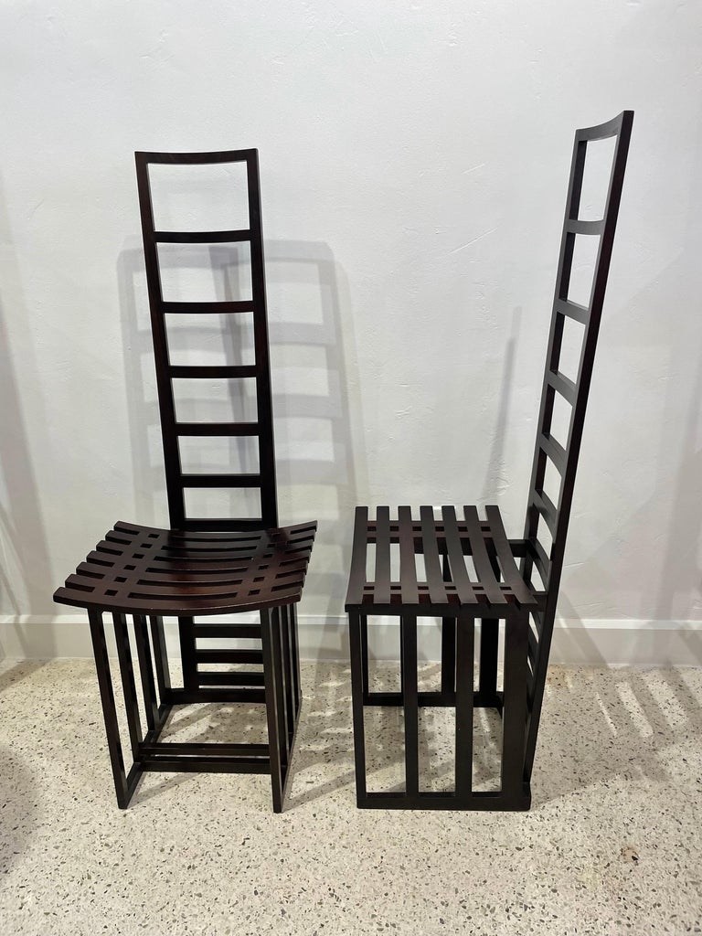 Tall Ladderback Architectural Design Chairs, Pair For Sale at 1stDibs