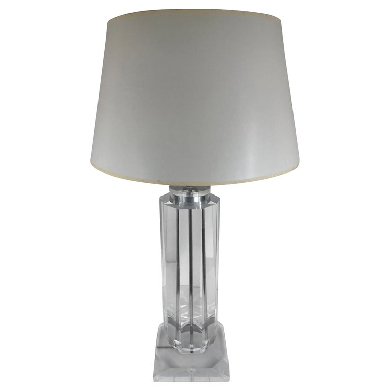 Tall Lucite Column Table Lamp For Sale at 1stDibs