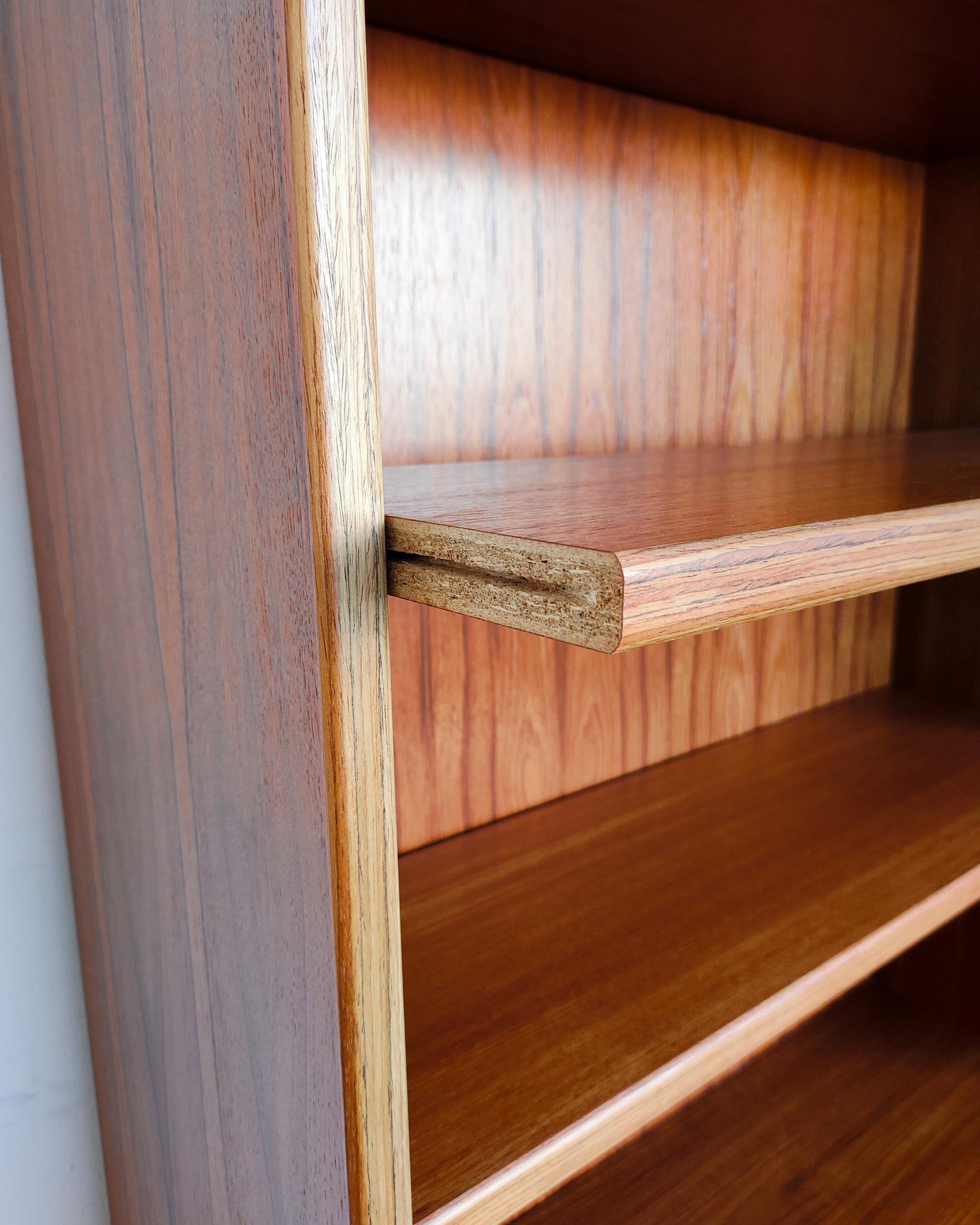 Tall Mid-Century Danish Teak Bookshelf with Cabinet 1970s at 1stDibs