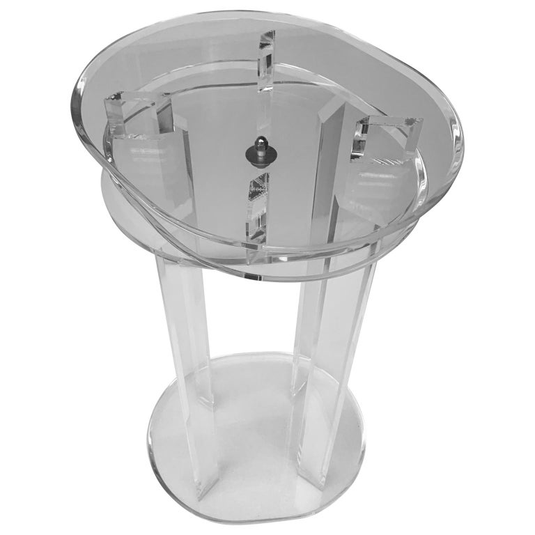 Tall Mid-Century Modern Rotating Top Lucite Pedestal at 1stDibs