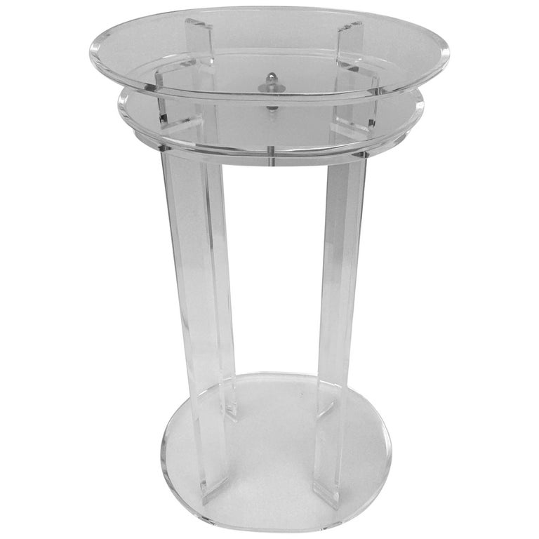 Tall Mid-Century Modern Rotating Top Lucite Pedestal at 1stDibs