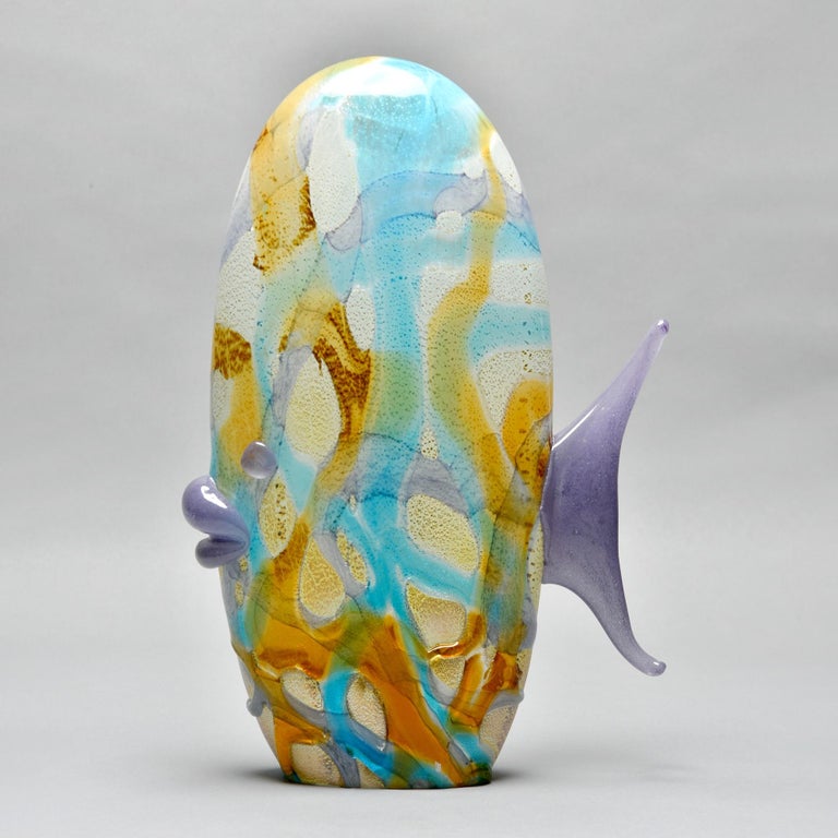 Tall Mid Century Multi Color Murano Glass Fish For Sale at 1stDibs