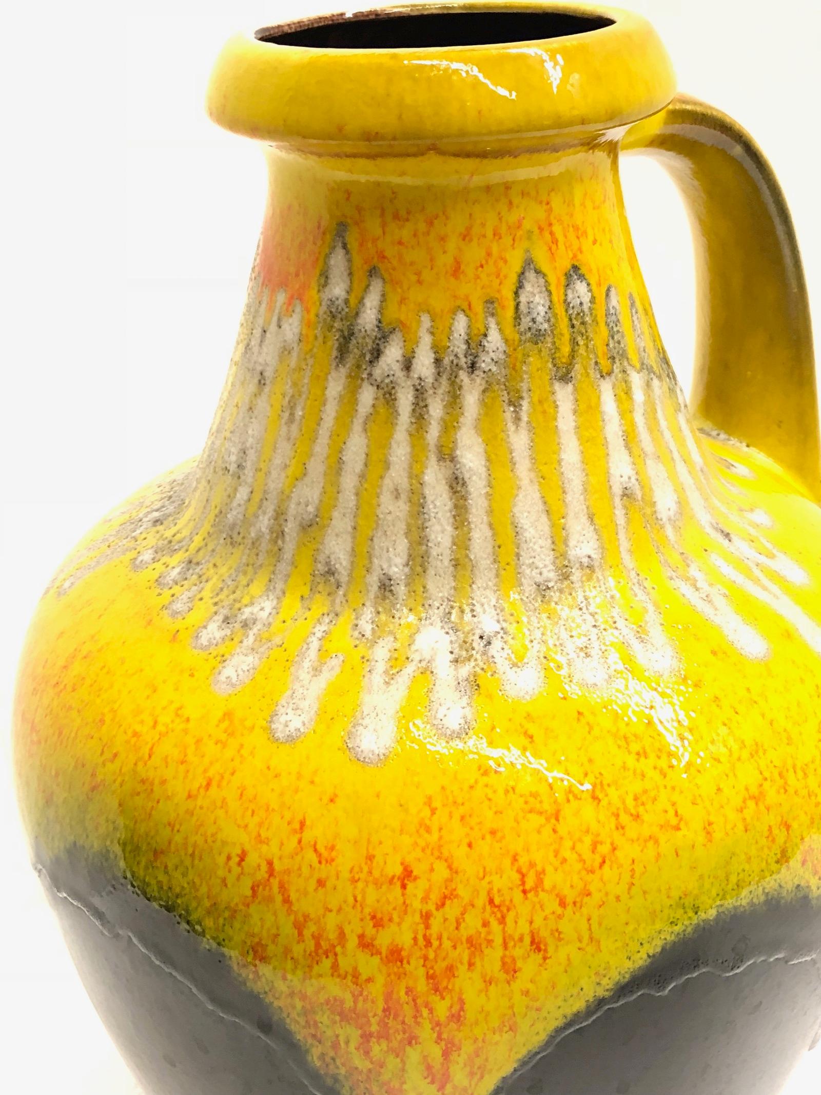 Tall Midcentury West German Pottery Yellow Brown Floor Vase Lava Glaze ...