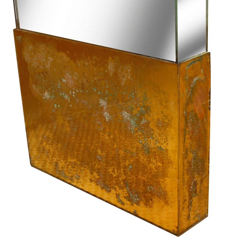 Tall Mirrored Glass Console with Antique Gold Mirror Bases For Sale at ...