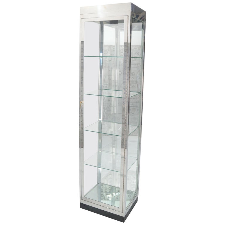 Tall Narrow Square One Piano Hinge Door Adjustable Shelves Vitrine ...