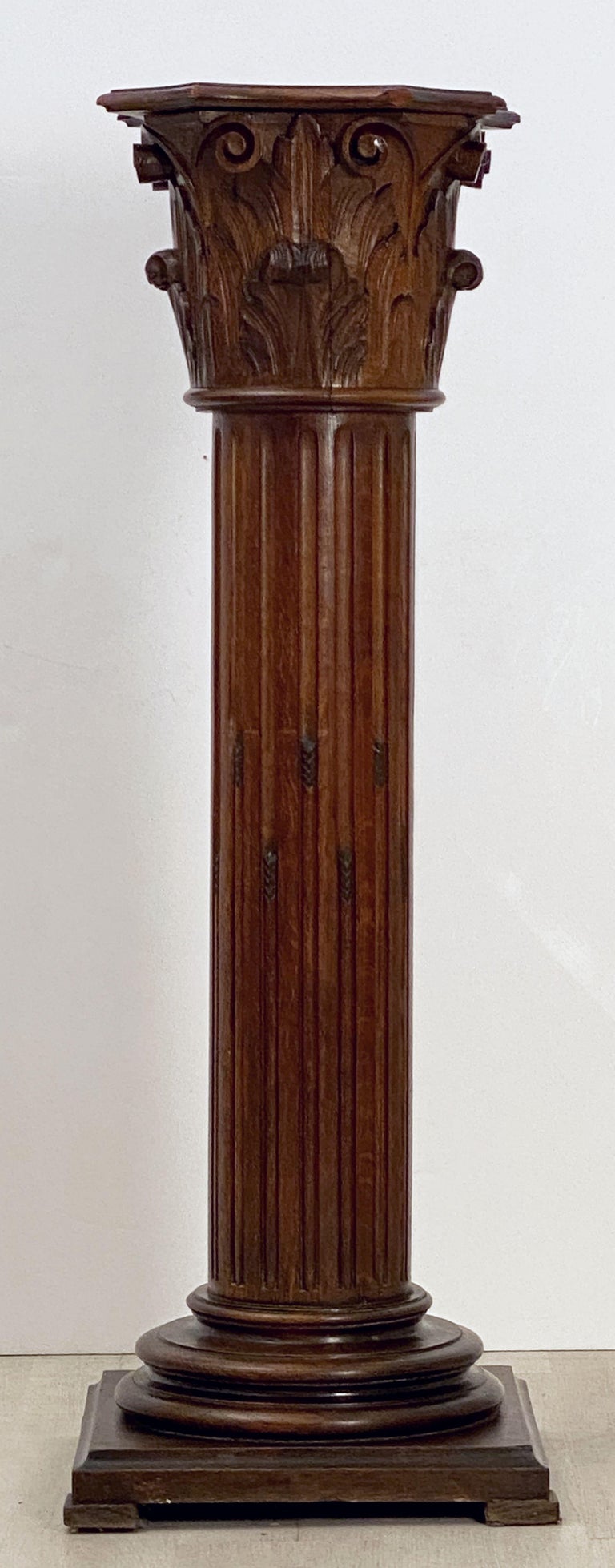Tall Neoclassical Wooden Column Pedestal Stand or Plinth from France at ...