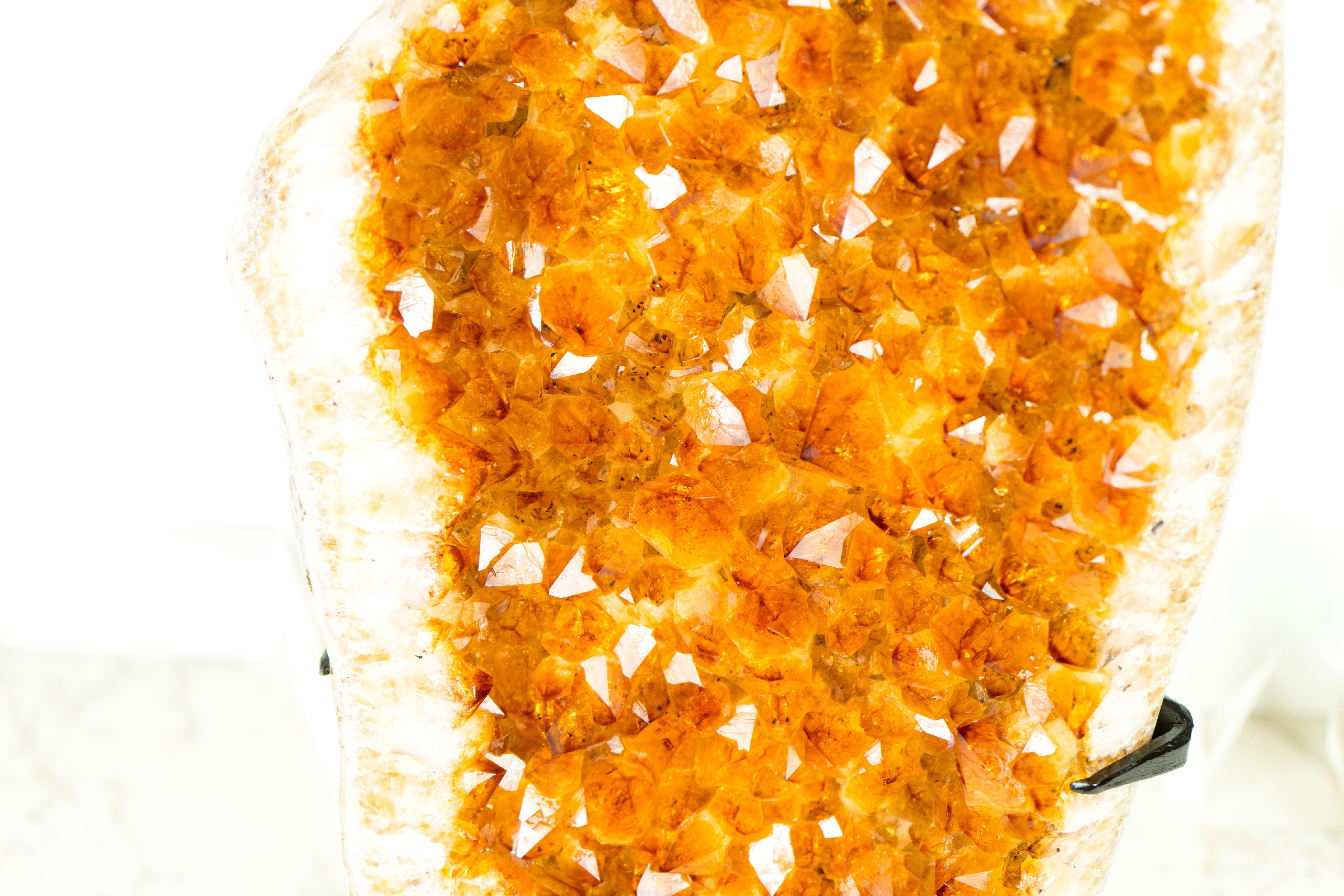 Tall Orange Citrine Cluster with High-Grade Orange Citrine Druzy ...