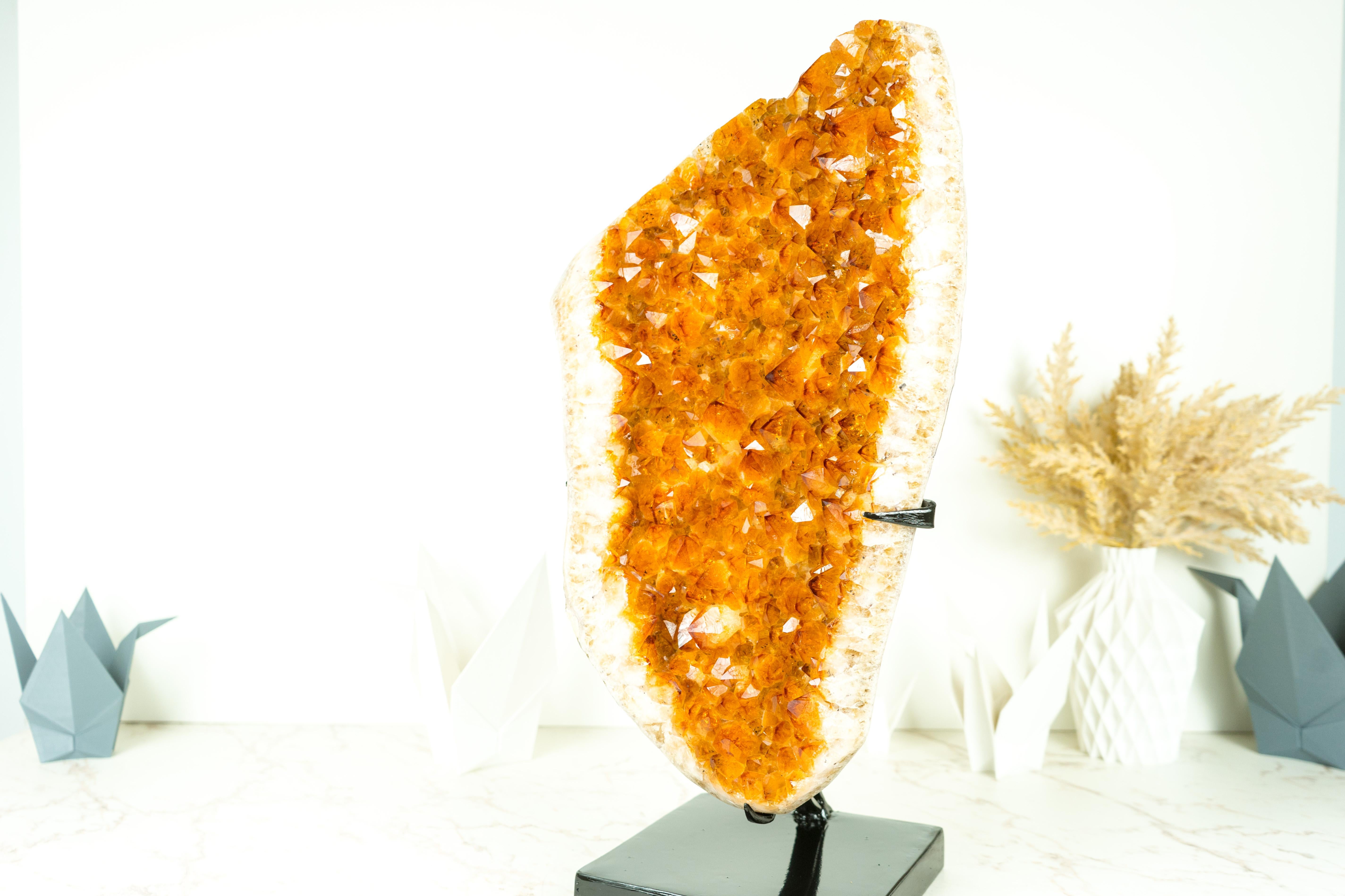 Tall Orange Citrine Cluster with High-Grade Orange Citrine Druzy ...