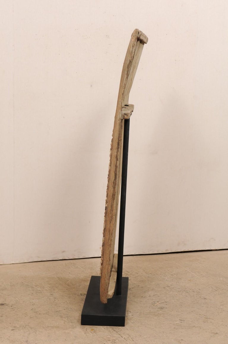 Tall Primitive-Style Turkish Carved Wood Threshing Board, Early 20th C ...