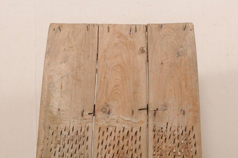 Tall Primitive-Style Turkish Carved Wood Threshing Board, Early 20th C ...