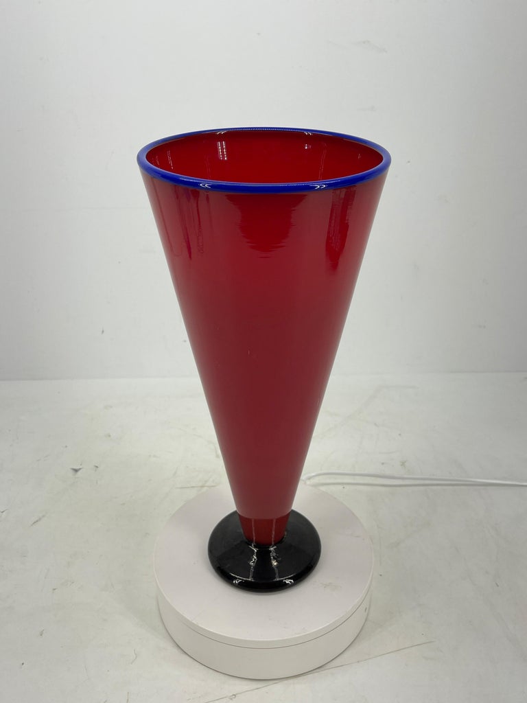 Tall Red and Blue Handblown Glass Vase, Modern For Sale at 1stDibs ...