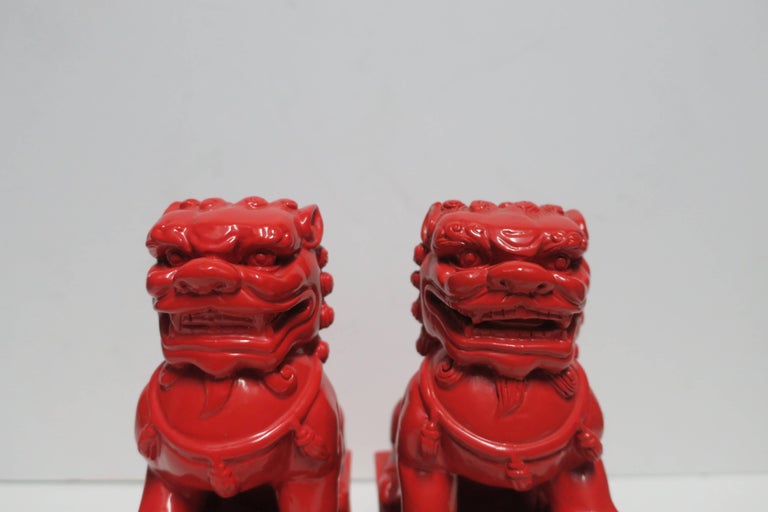 Pair of Red Foo Dogs or Lions Bookends or Decorative Objects at 1stDibs ...