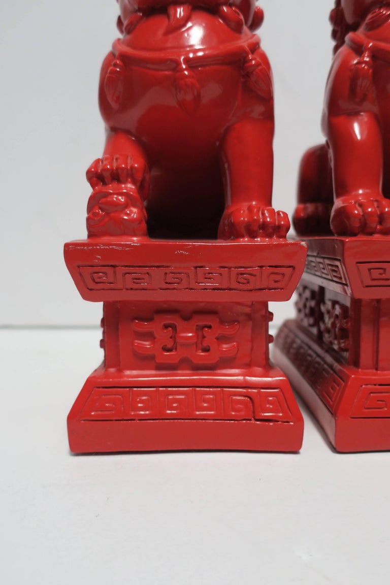 Pair of Red Foo Dogs or Lions Bookends or Decorative Objects at 1stDibs ...