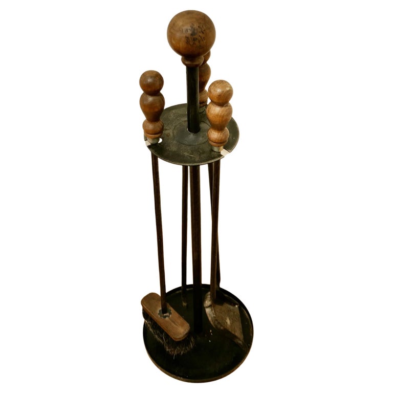 Tall Round Iron Fireside Companion Tool Set For Sale at 1stDibs