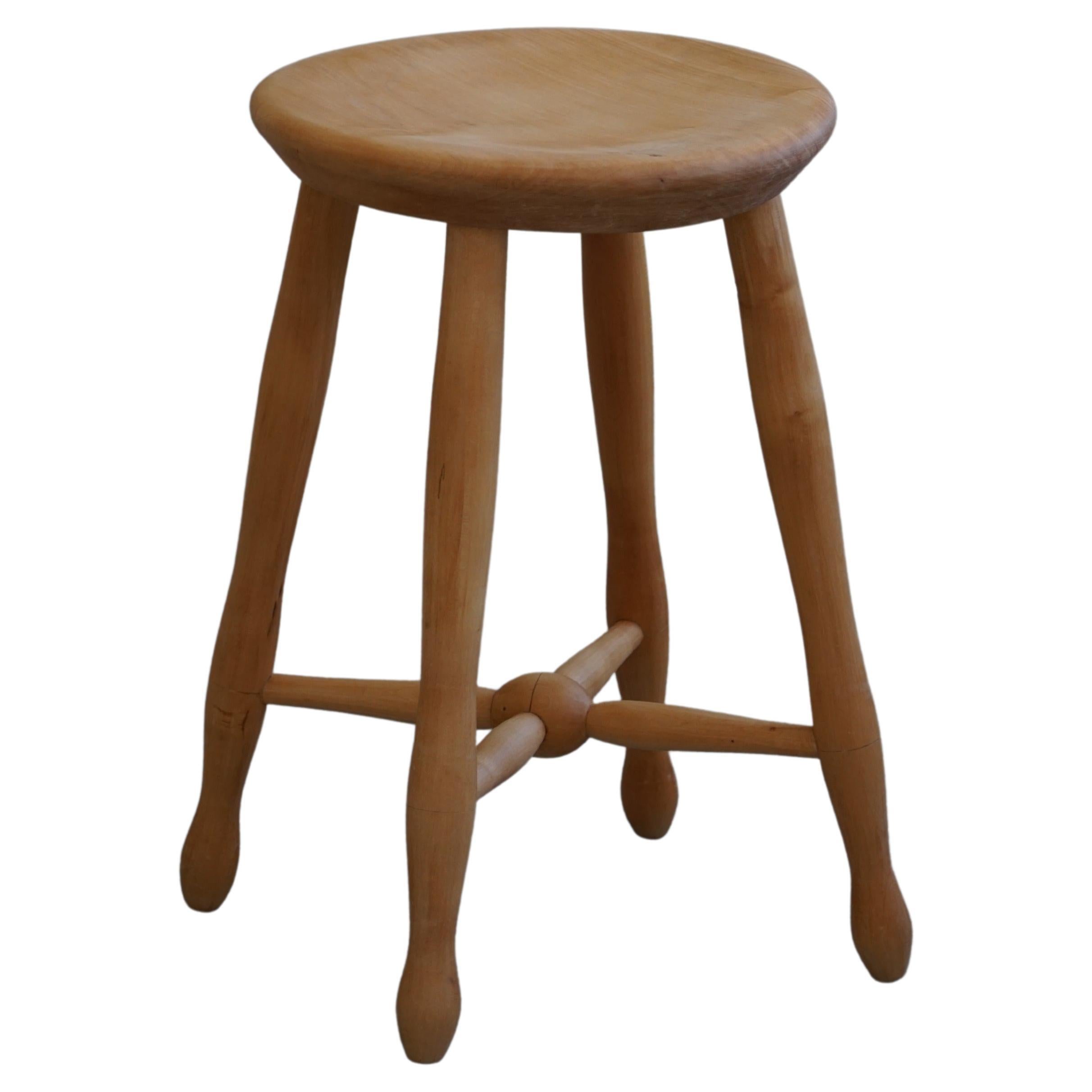 Tall Round Stool in Solid Beech, Mid Century, Danish Cabinetmaker ...