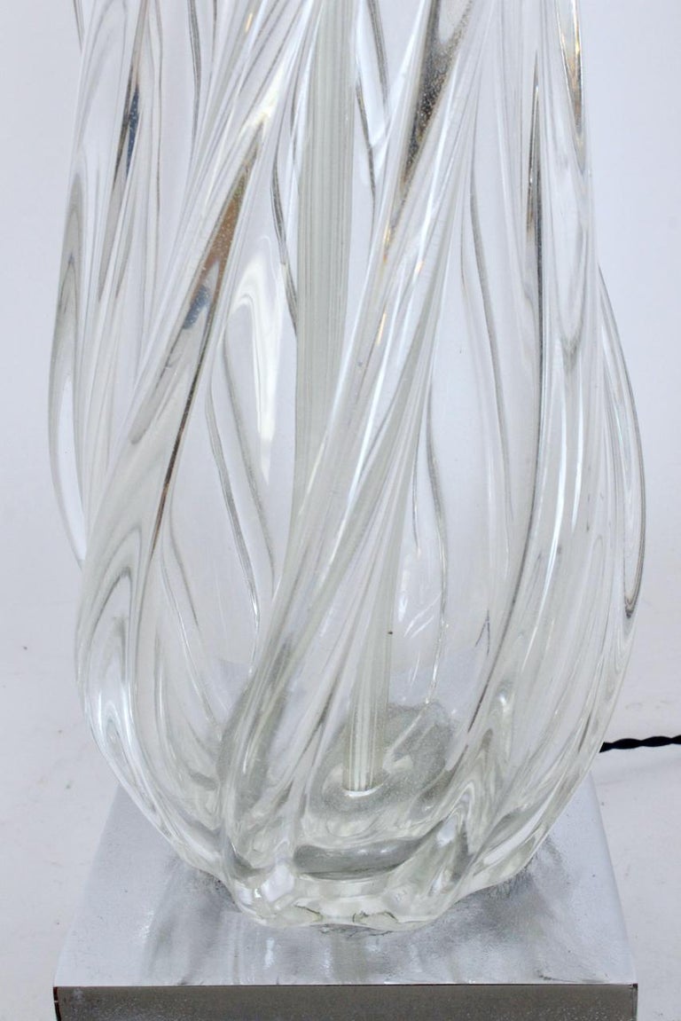 Tall Seguso Murano Glass Swirl Table Lamp For Sale at 1stDibs