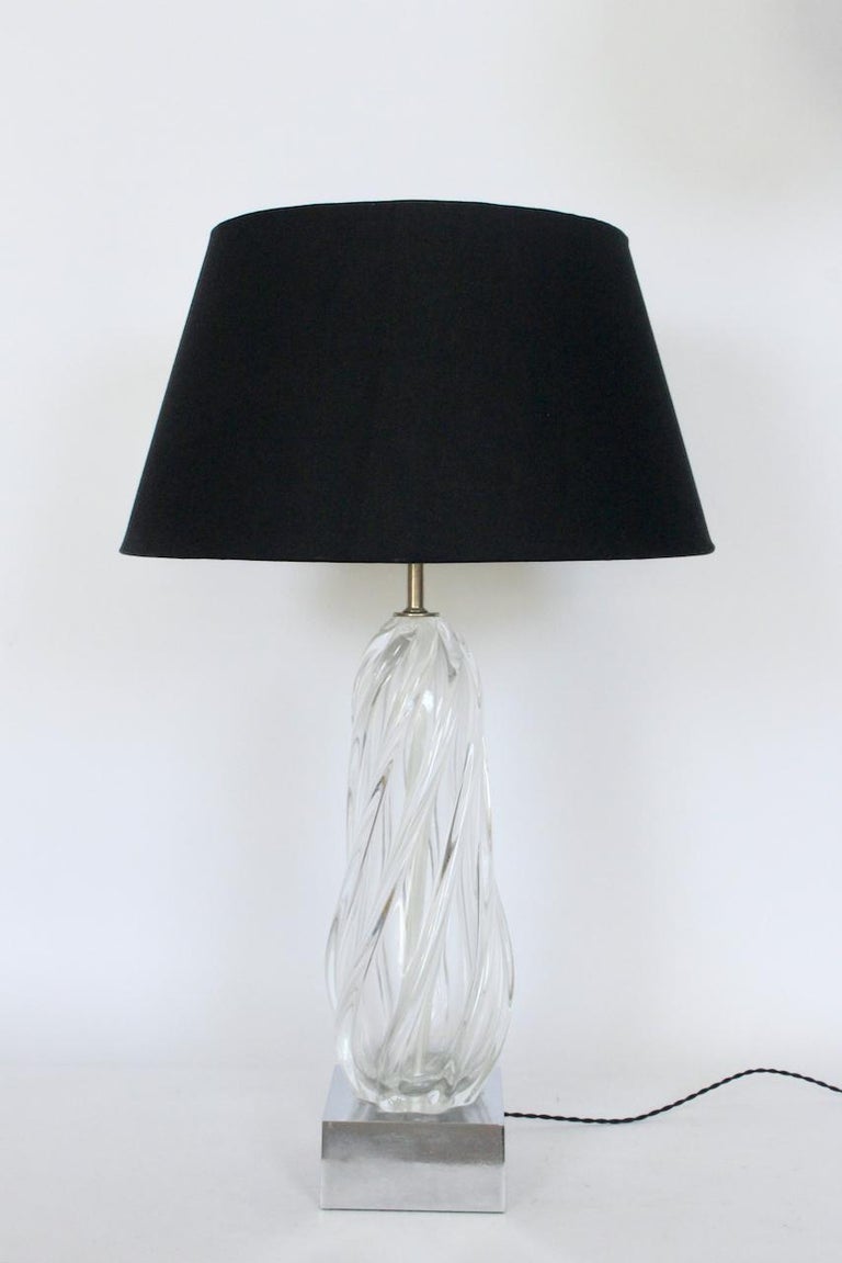 Tall Seguso Murano Glass Swirl Table Lamp For Sale at 1stDibs
