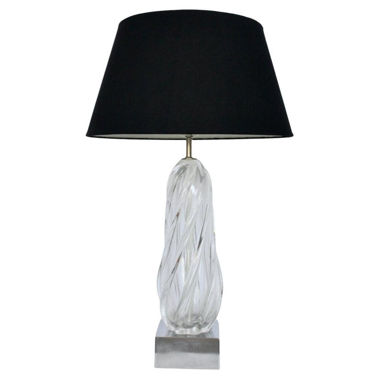 Tall Seguso Murano Glass Swirl Table Lamp For Sale at 1stDibs
