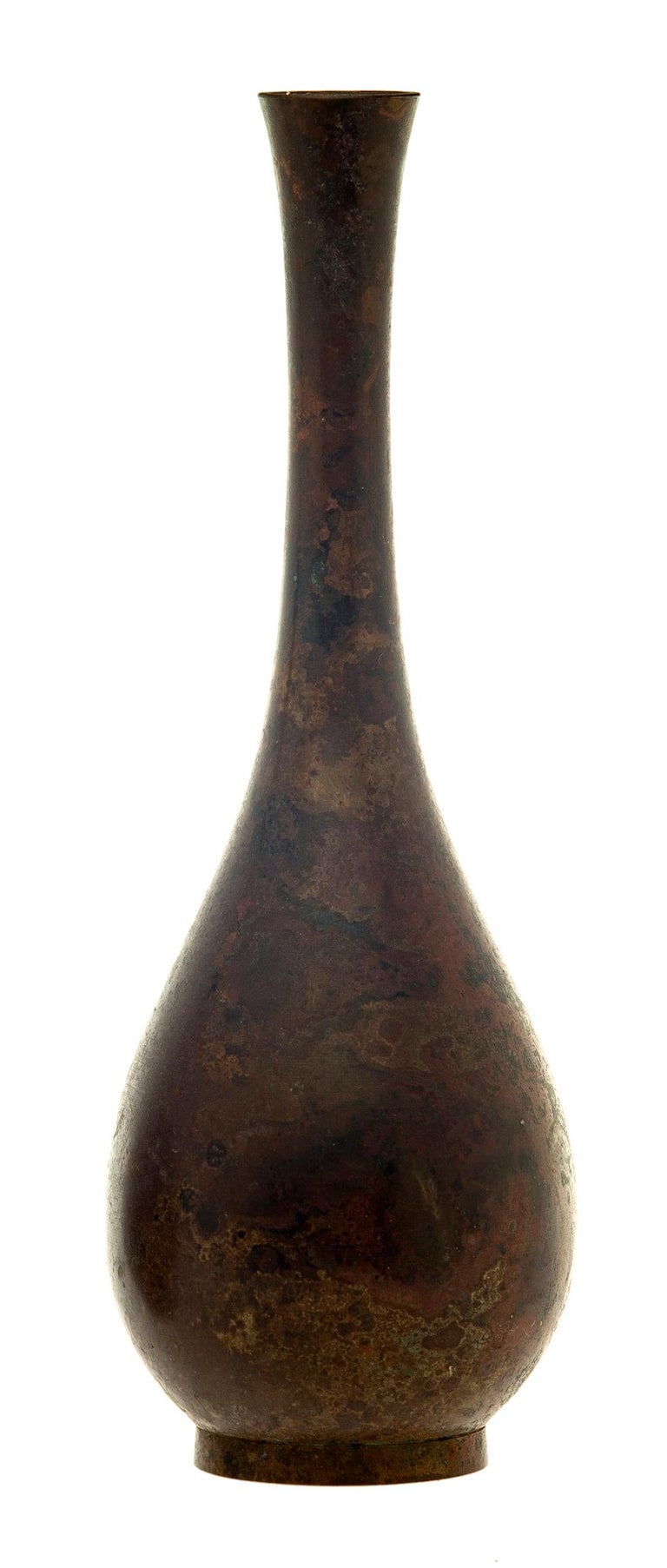 Tall and Slender Japanese Bud Vase with Smooth Mottled Bronze Finish at ...