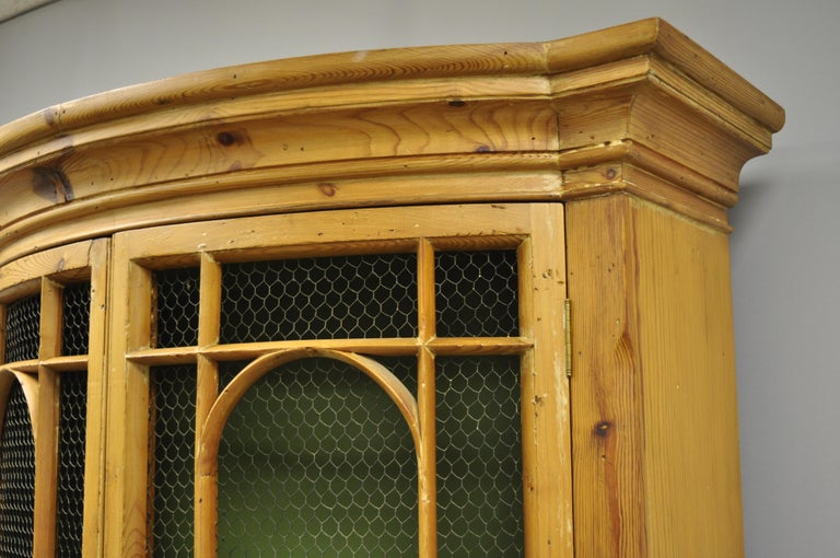 Tall Spanish Gothic Renaissance Wire Front Door Bookcase Hutch Cabinet ...
