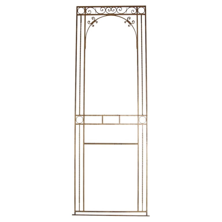 Tall Steel Gate or Frame with Ornate Detail Gold Finish For Sale at 1stDibs