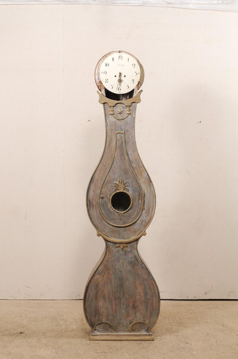 Tall Swedish Fryksdahl Carved and Painted Wood Floor Clock from the ...