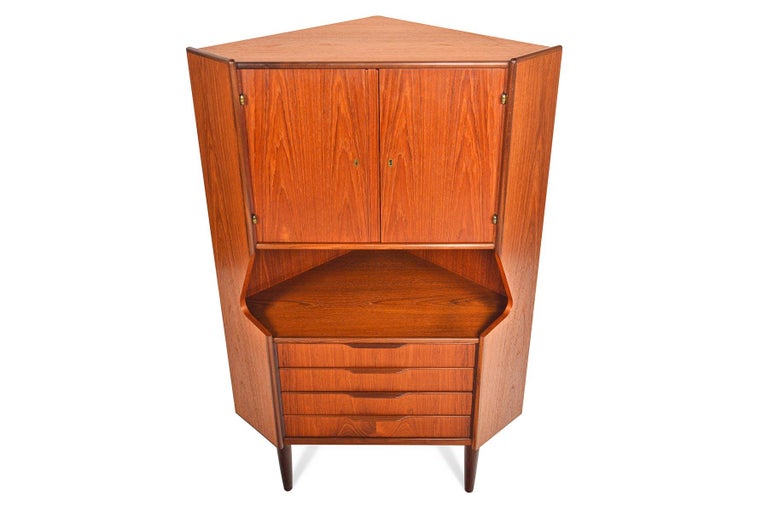 Tall Teak Corner Unit with Rosewood Bar For Sale at 1stDibs