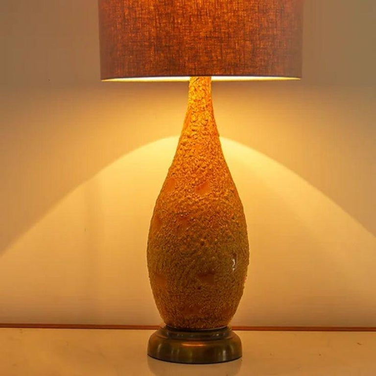 Tall Textured and Glazed Ceramic Lamp, 1960s For Sale at 1stDibs