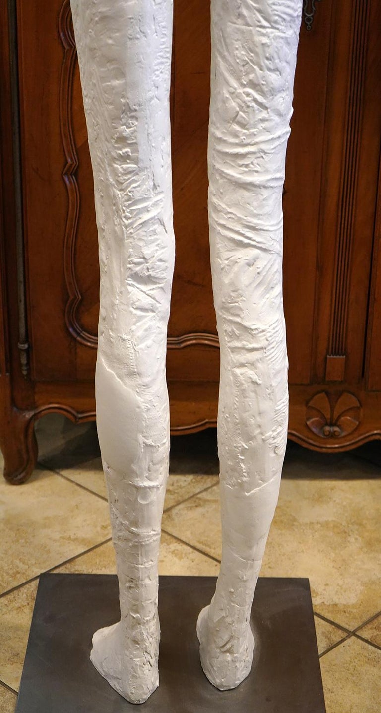 Tall Textured Sculpture of a Woman with Exaggerated Legs Style of ...
