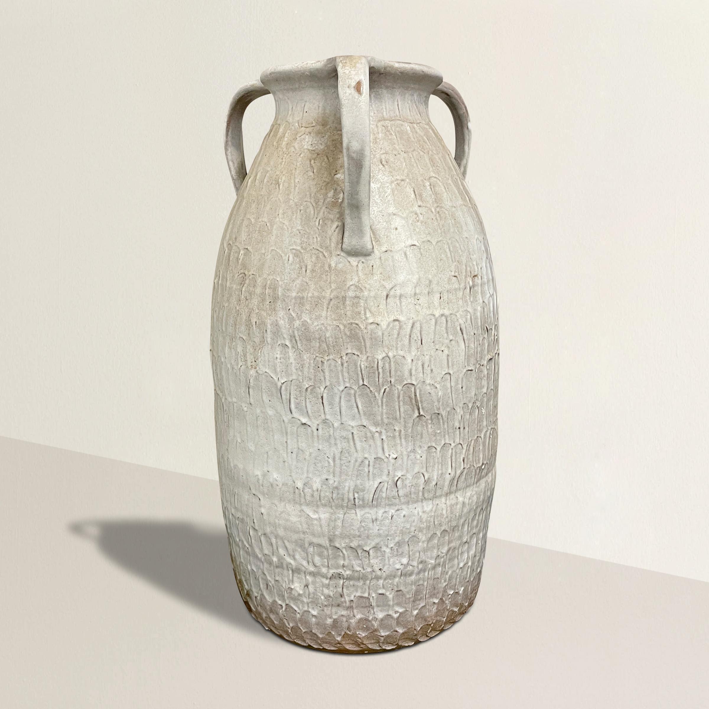 Tall Three-Handled Studio Pottery Vase For Sale at 1stDibs