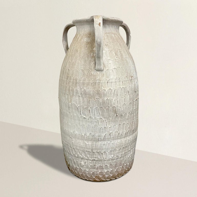 Tall Three-Handled Studio Pottery Vase For Sale at 1stDibs