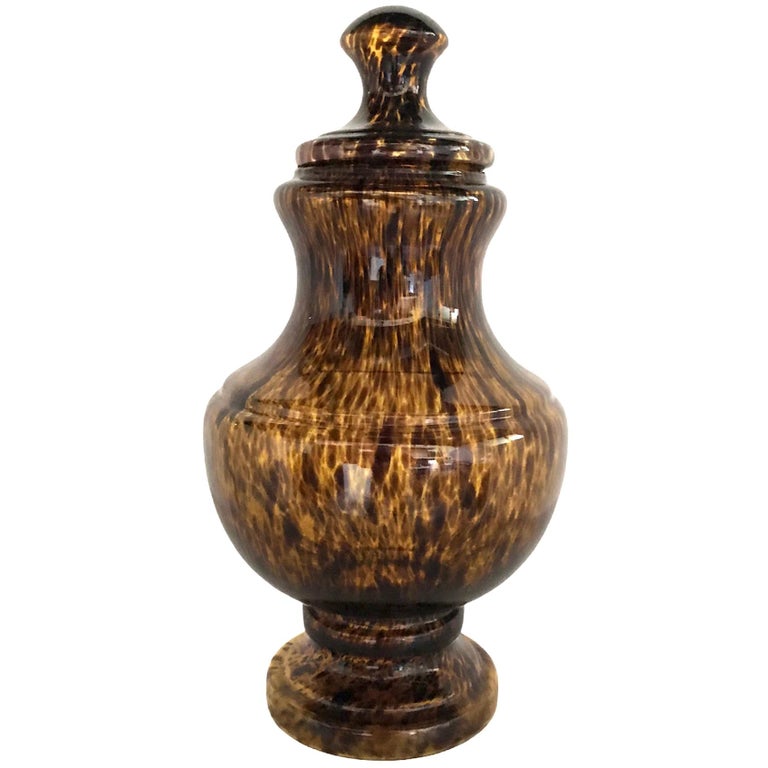 Tall Tortoise Shell Pattern Italian Modern Monumental Glass Urn with ...